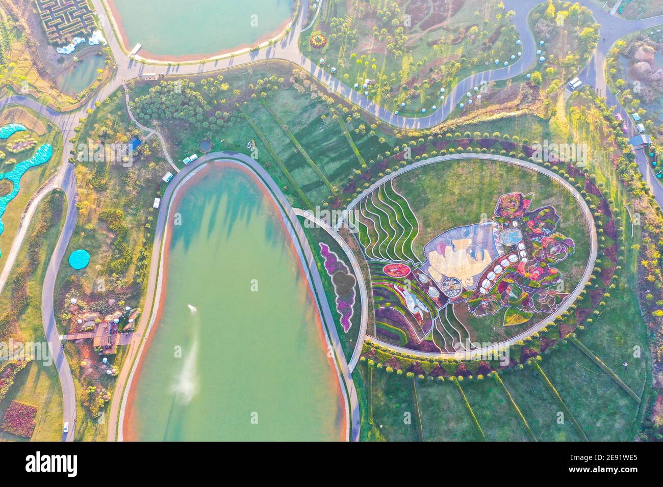 Mile City, China. 1st Feb, 2021. A splendid earthwork which covers 34000 square meters is seen ...