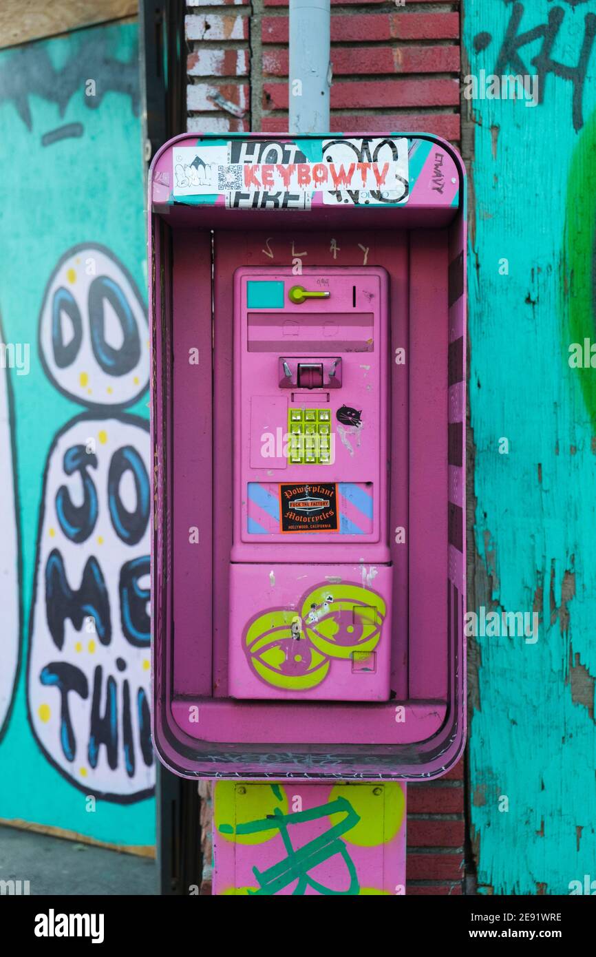 Painted phone booth, Los Angeles, California, United States of America ...