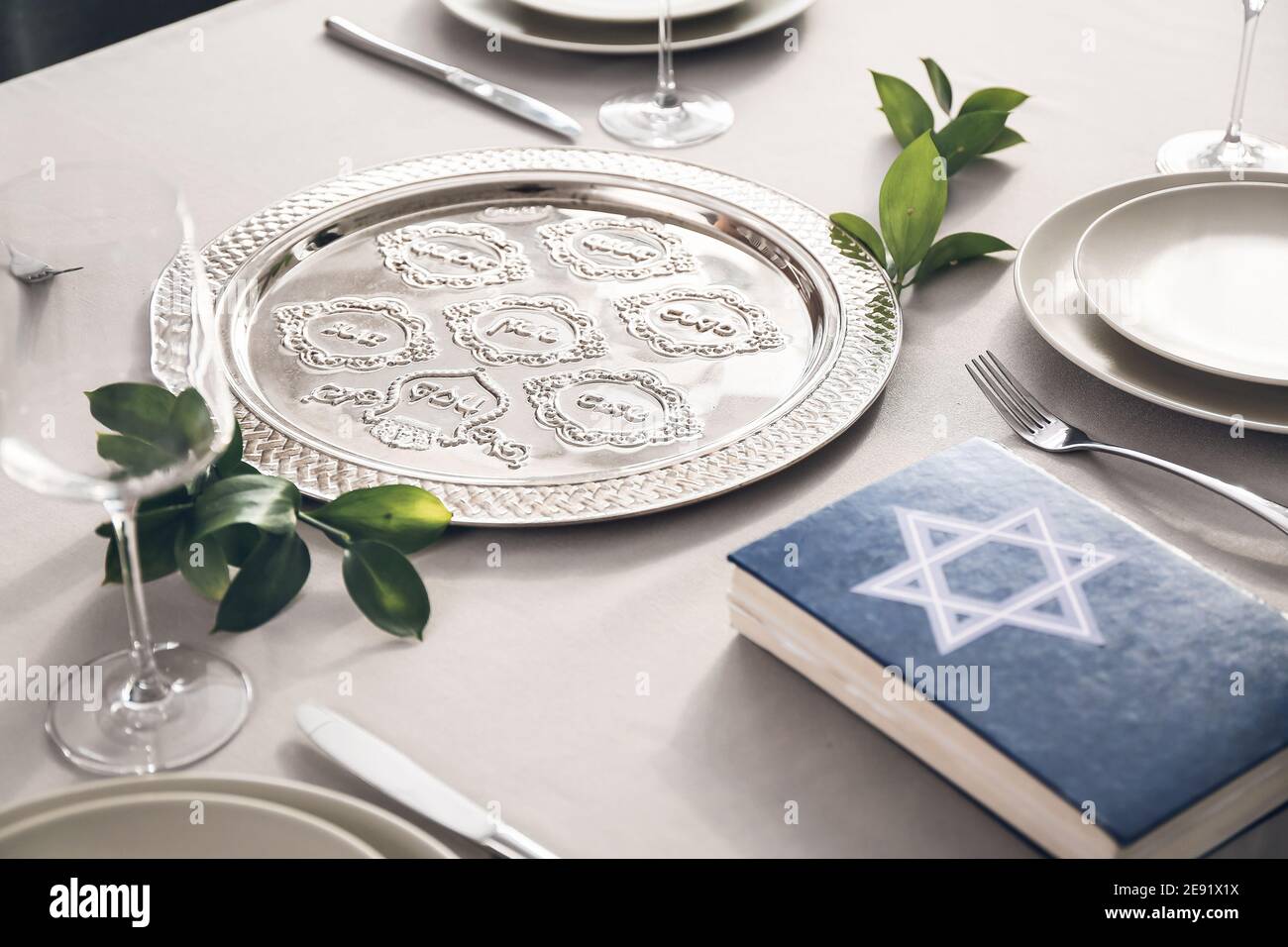 Table served for Passover Seder Stock Photo - Alamy