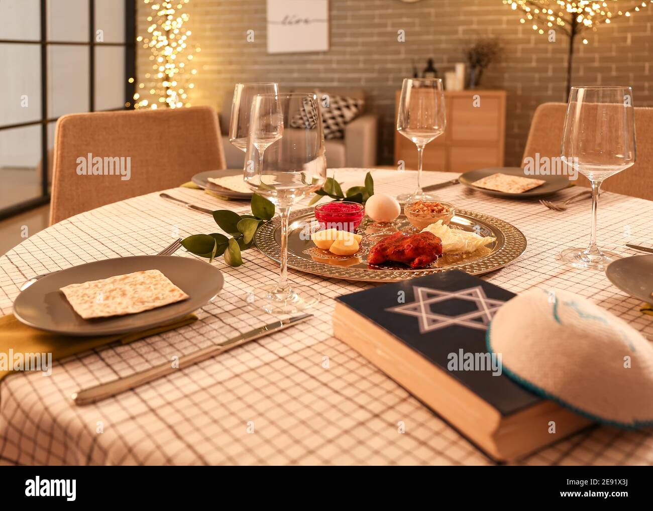Table served for Passover Seder (Pesach Stock Photo - Alamy