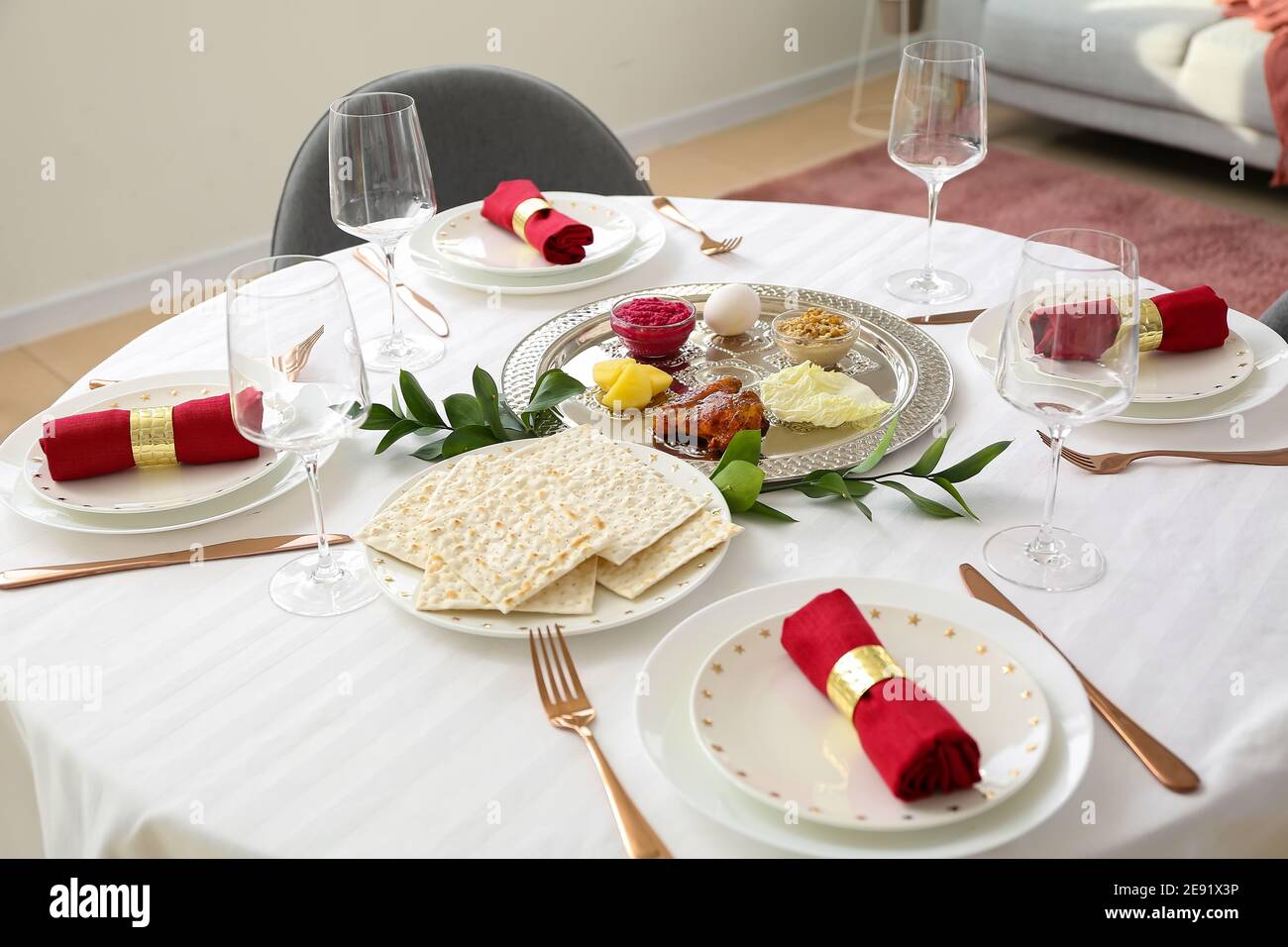 Table served for Passover Seder (Pesach Stock Photo - Alamy