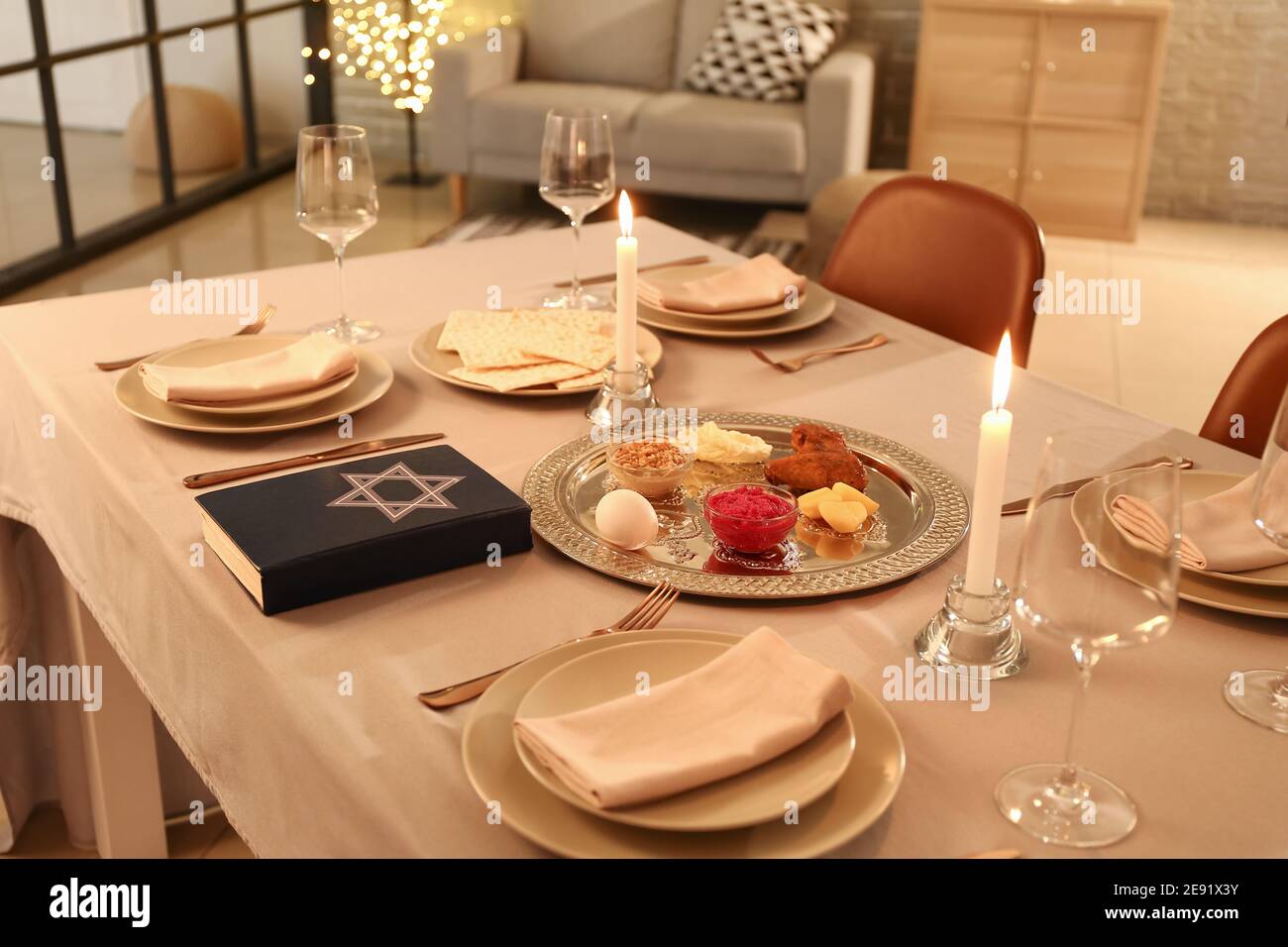 Table served for Passover Seder (Pesach Stock Photo - Alamy