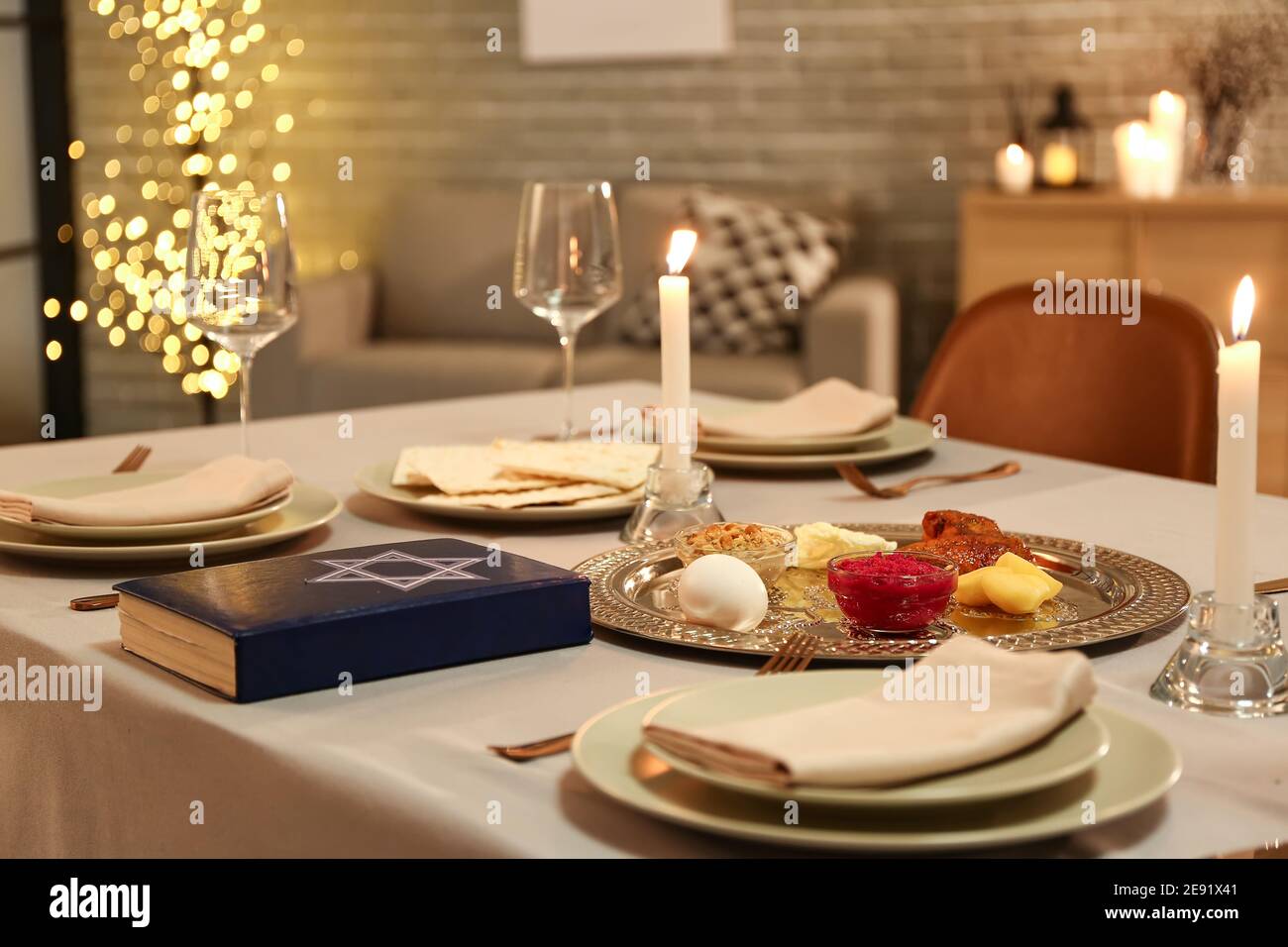 Table served for Passover Seder (Pesach Stock Photo - Alamy