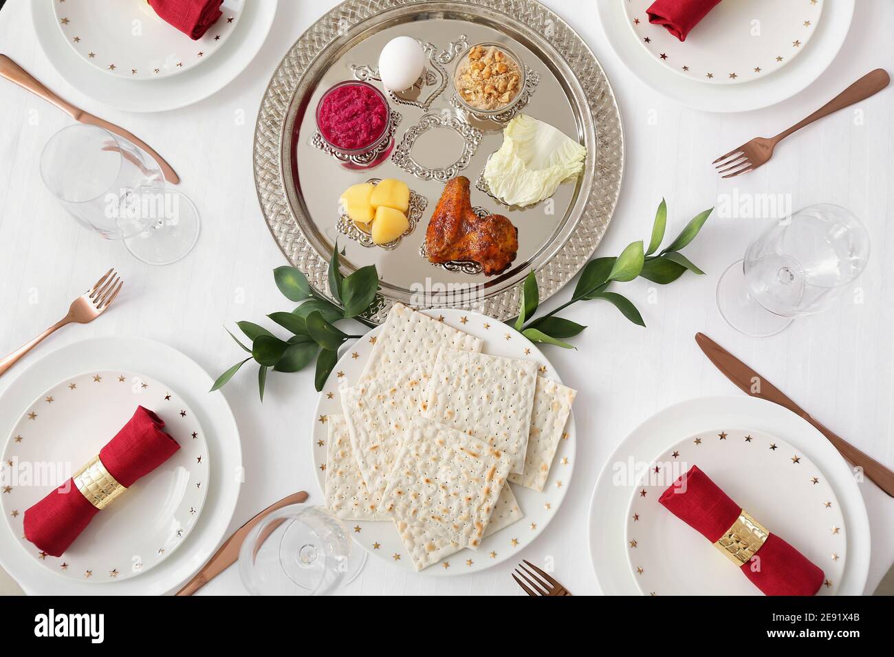 Table served for Passover Seder (Pesach Stock Photo - Alamy