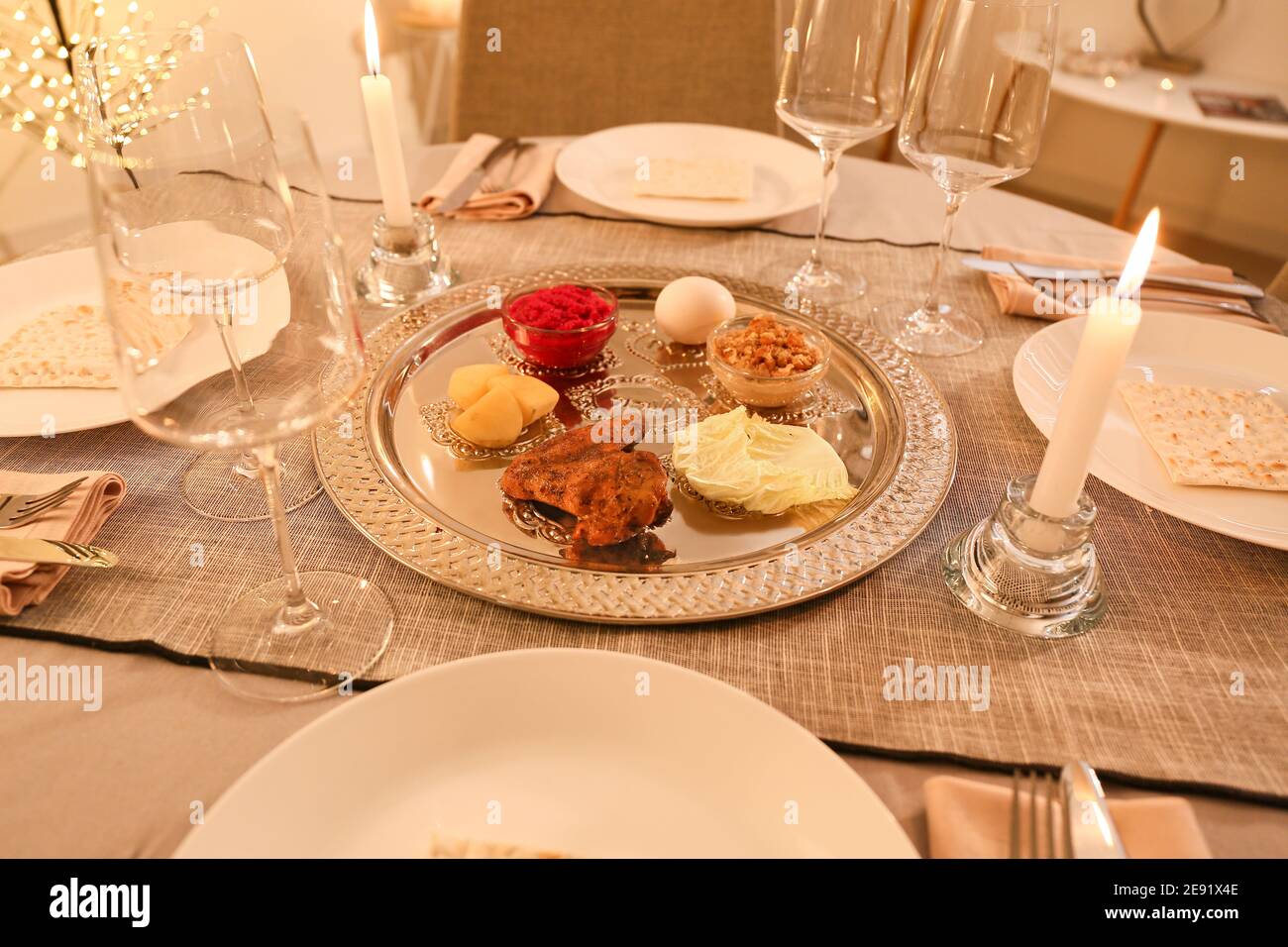 Table served for Passover Seder (Pesach Stock Photo - Alamy