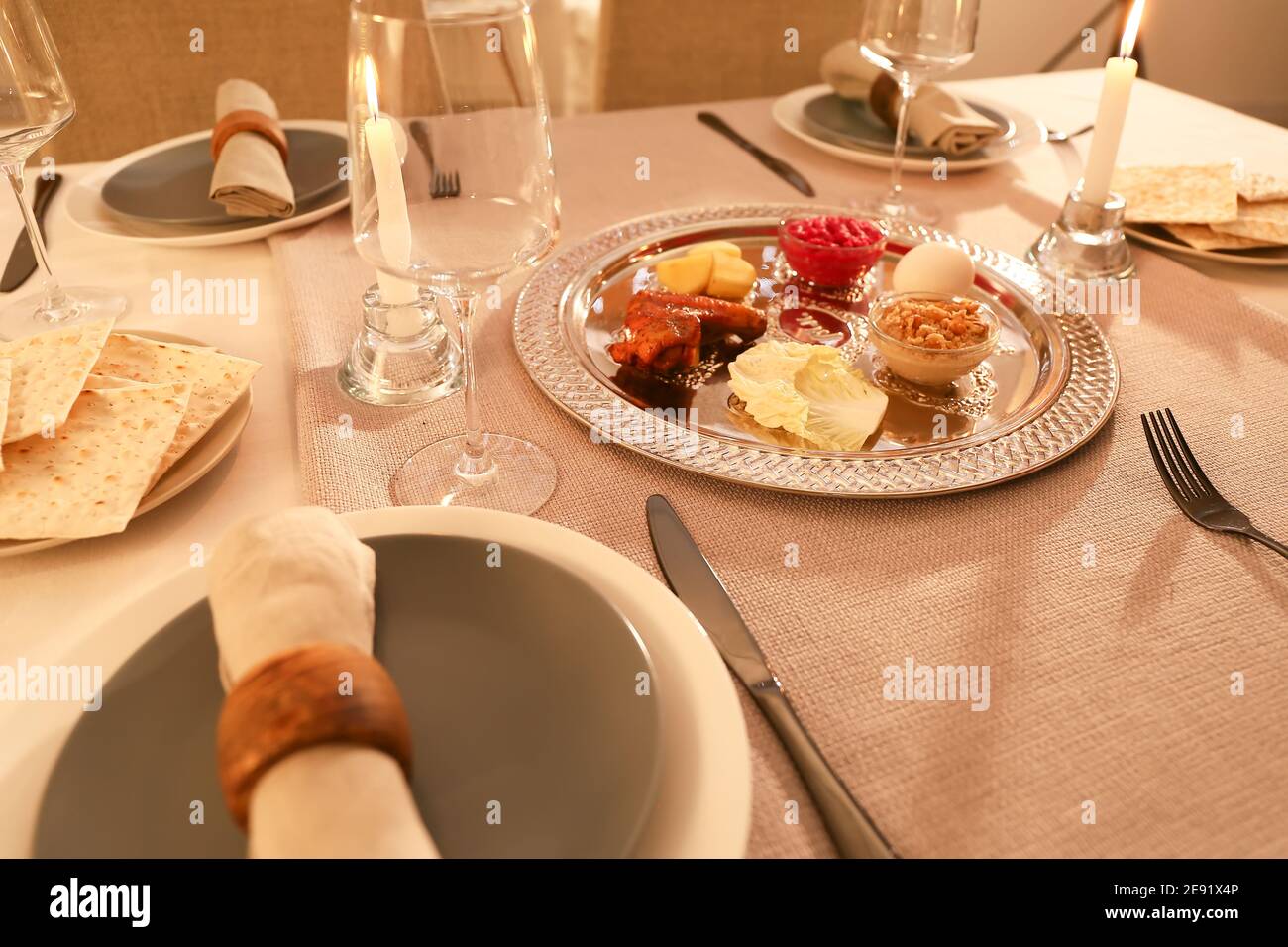 Table served for Passover Seder (Pesach Stock Photo - Alamy