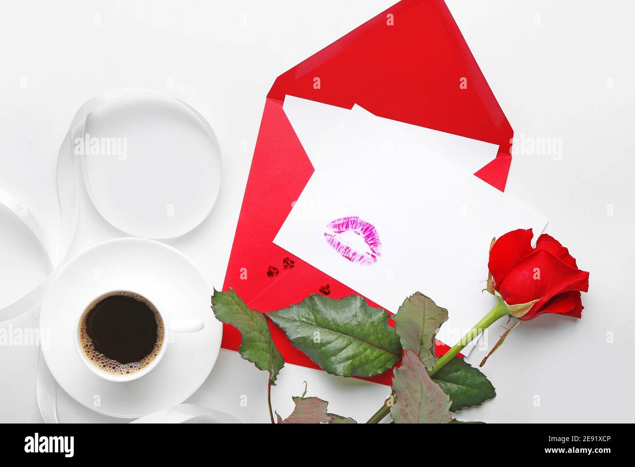 Festive composition for Valentines Day celebration on white background ...