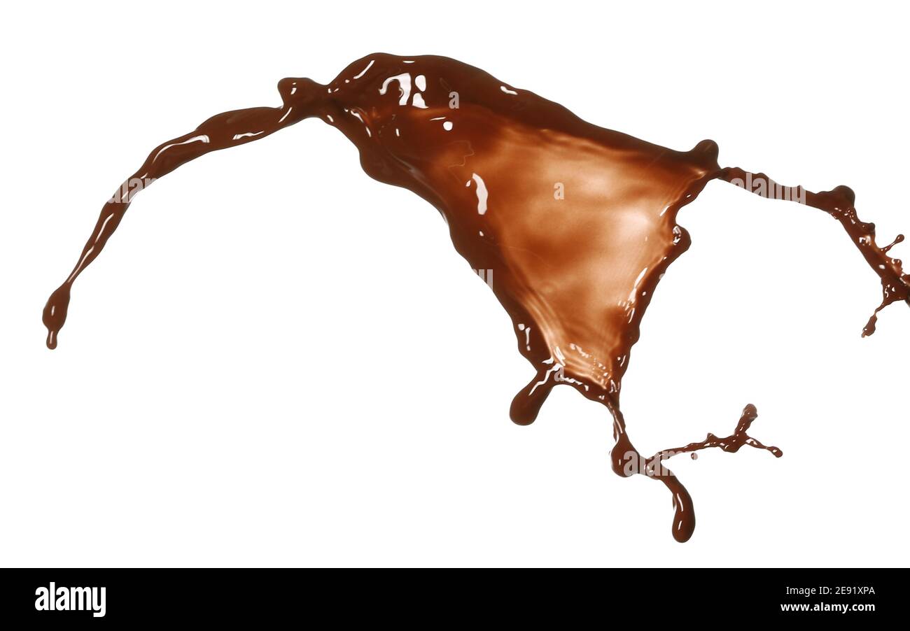 Splash of hot chocolate on white background Stock Photo - Alamy