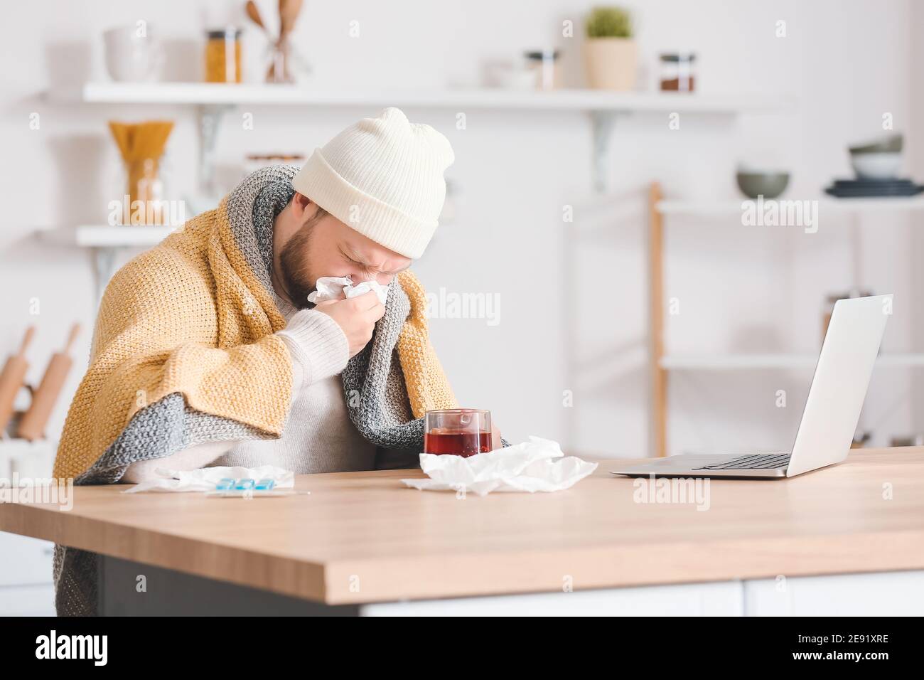 Sick young caucasian man working hi-res stock photography and images ...