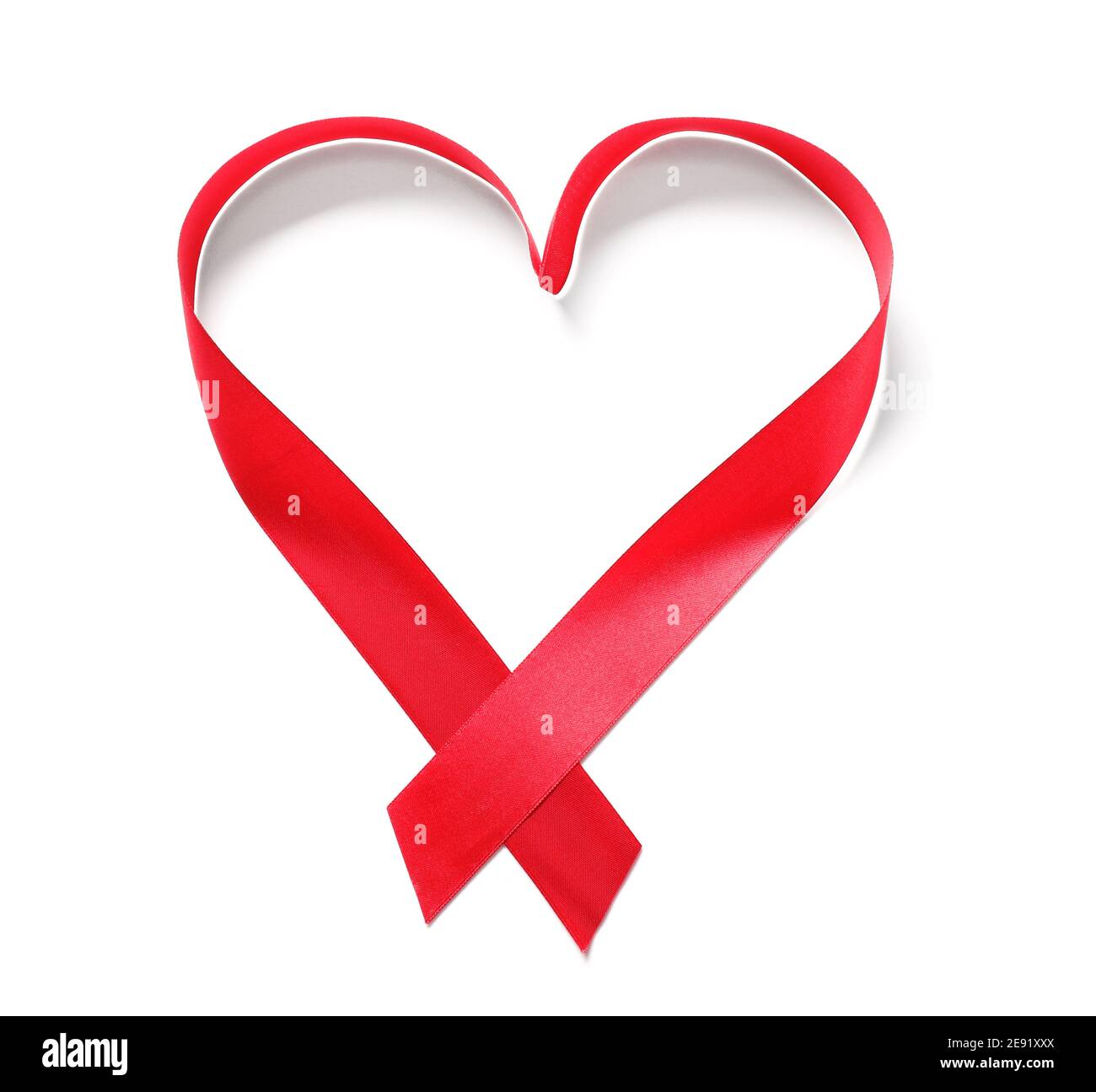 Heart made of red ribbon on white background Stock Photo - Alamy