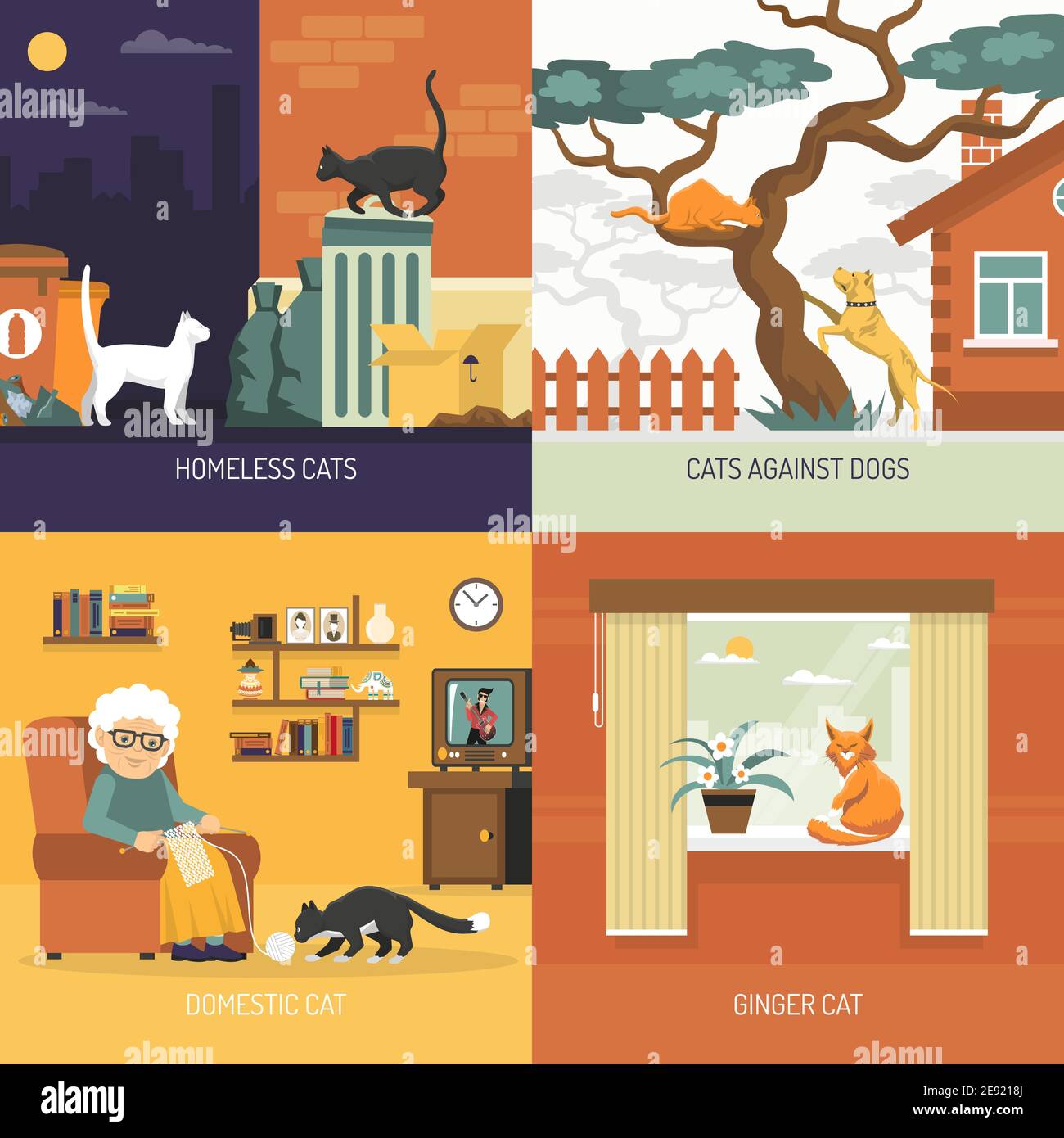 Homeless cat sitting in Stock Vector Images - Alamy