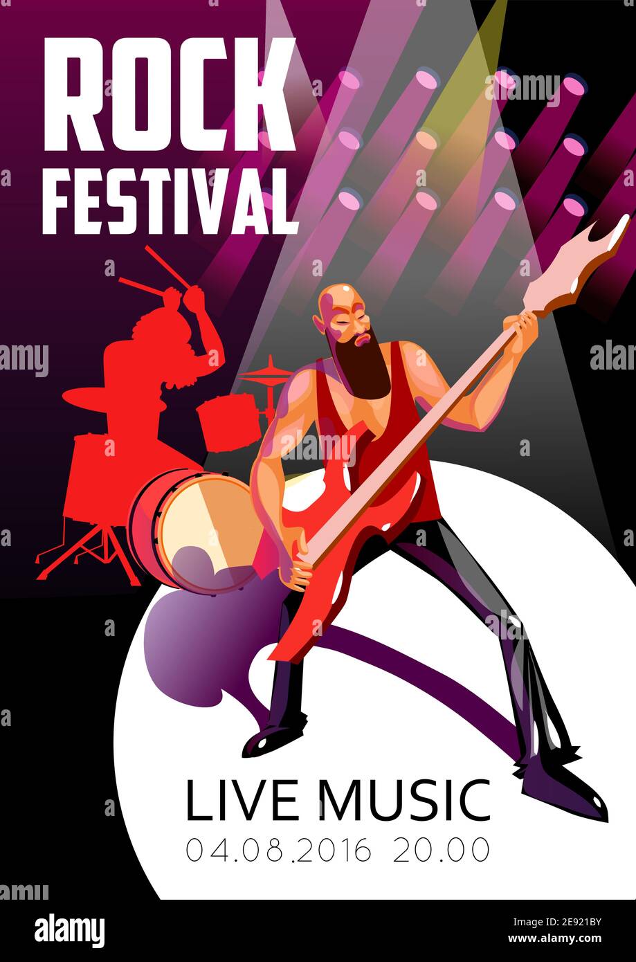 Rock Festival Poster. Rock Festival Vector Illustration. Rock Festival ...