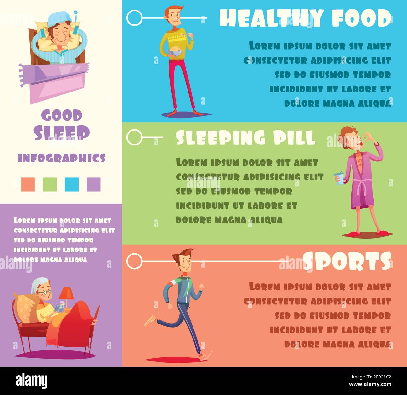 Color infographic depicting reason of good sleep healthy food sleeping ...
