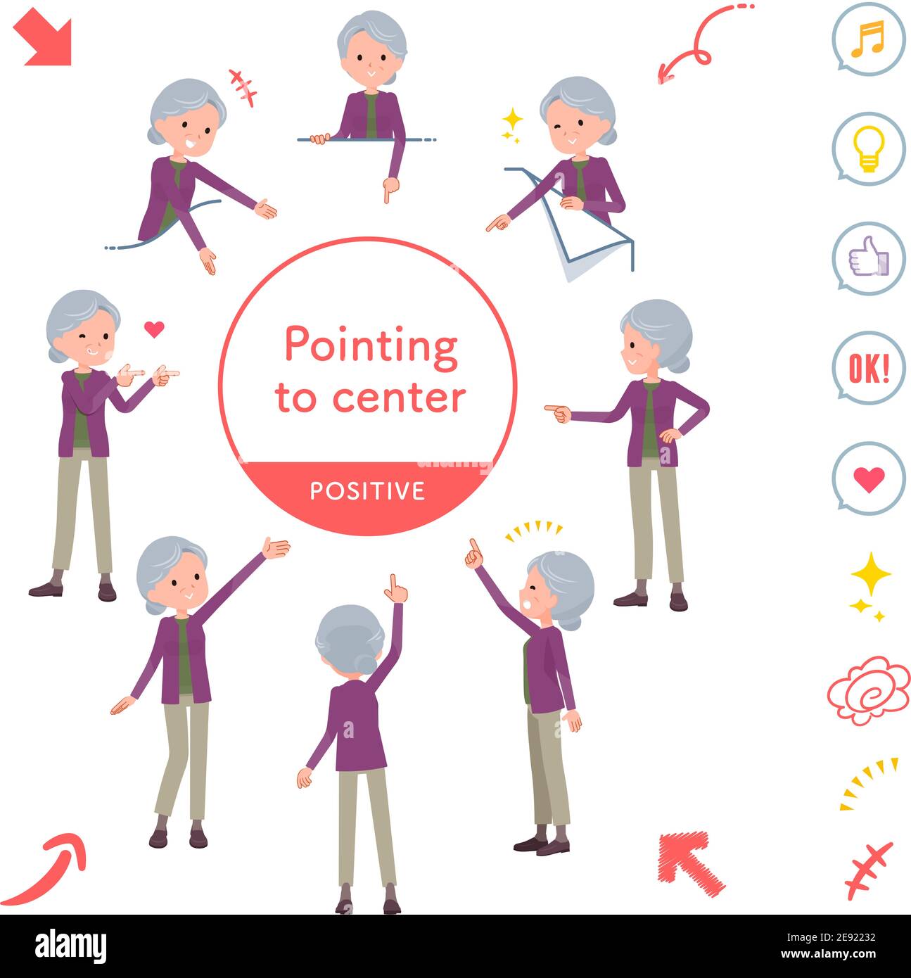 A set of senior women pointing in different directions(Positive ...