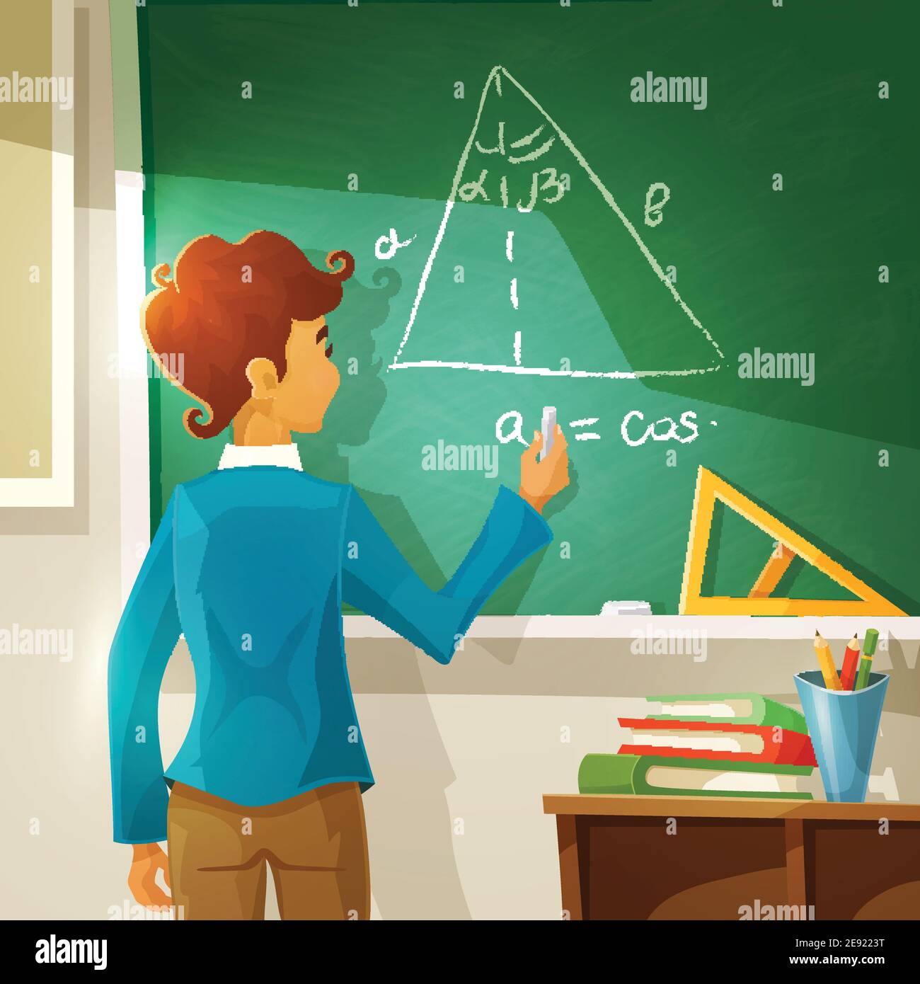 Geometry Lesson Cartoon Background. Geometry Lesson Vector Illustration ...