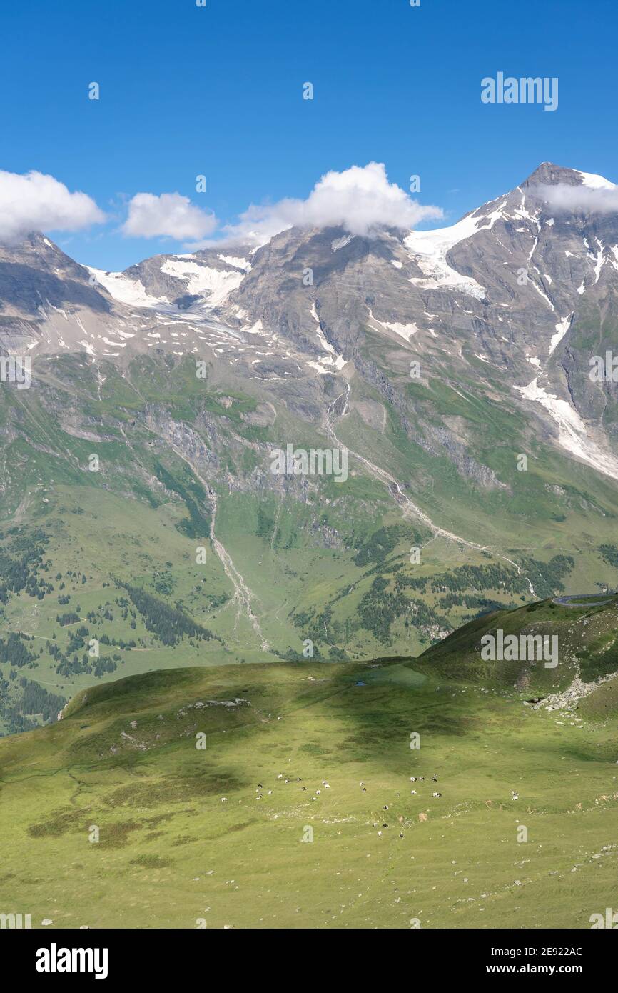 Mountain range view from Grossglockner Taxenbacher Fusch high alpine ...
