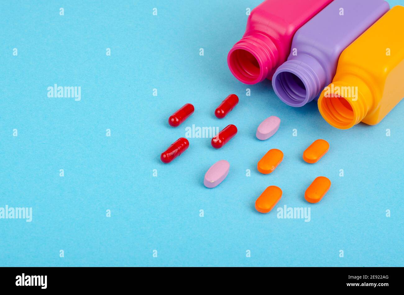 Disease and treatment. Medicine concept. Medication and packaging on ...