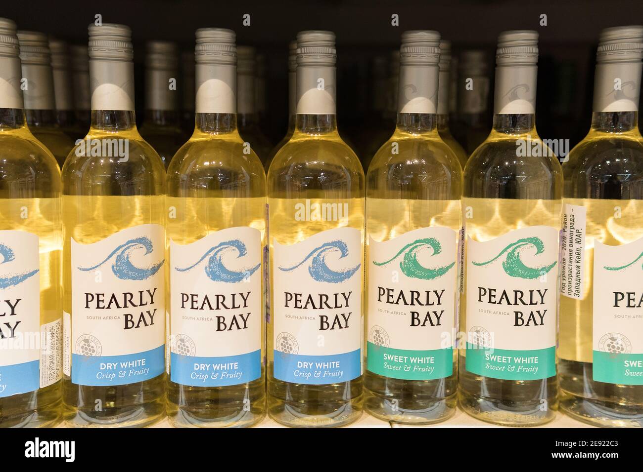 Tyumen, Russia-January 31, 2021: pearly bay white wine from South ...