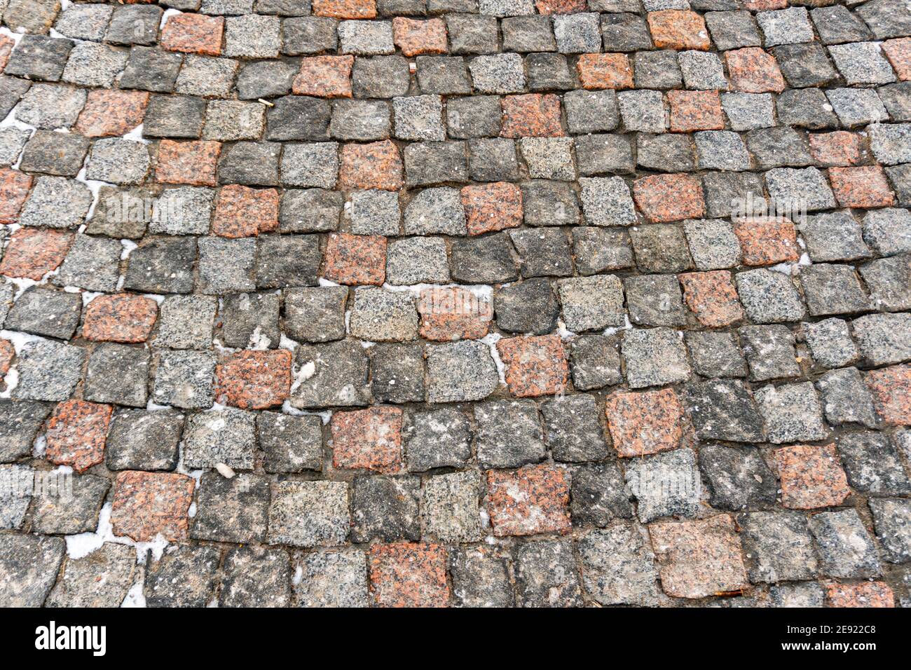 Red and gray stone paving slabs, stone background, paving stone pattern ...