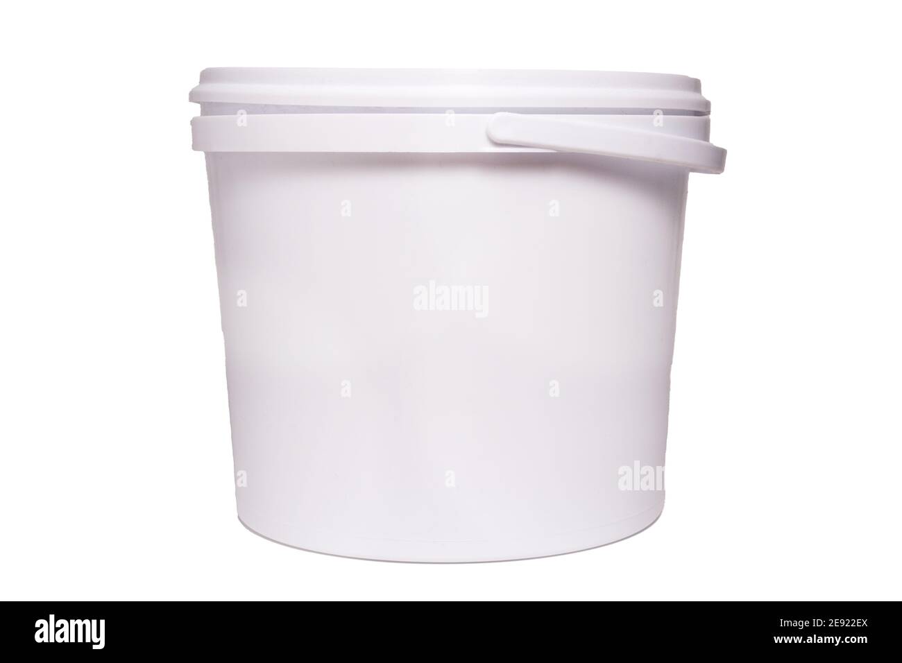 White plastic bucket on isolated white background Stock Photo - Alamy