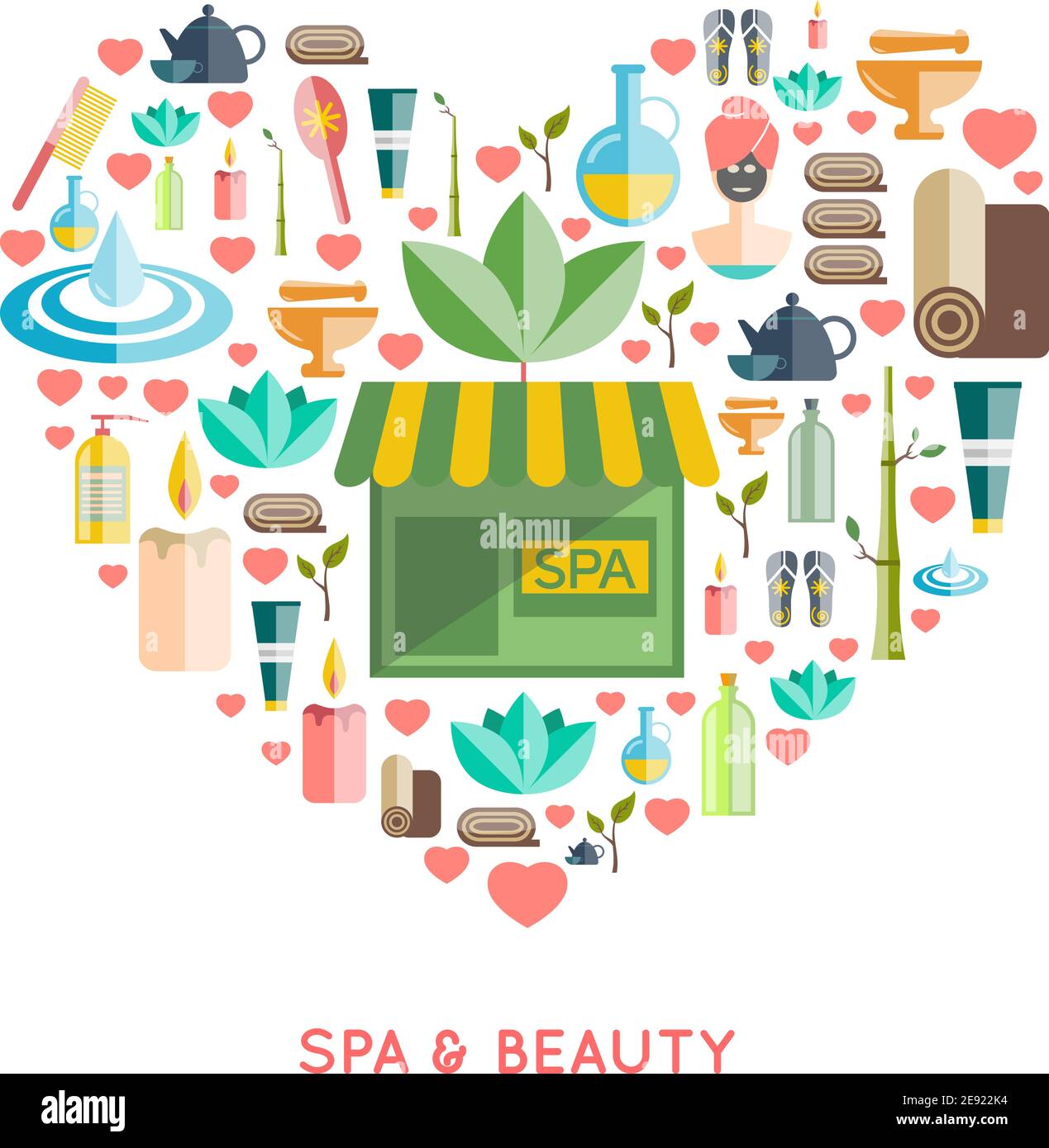 Spa and beauty concept in a heart shape with cosmetics and wellness ...
