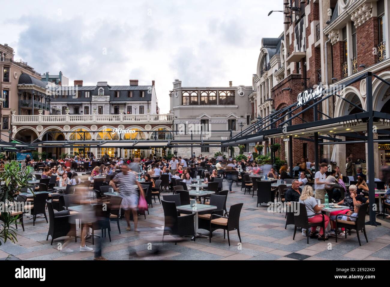 Batumi, Georgia - 27 August 2017: Cozy cafe on the Piazza square in old ...