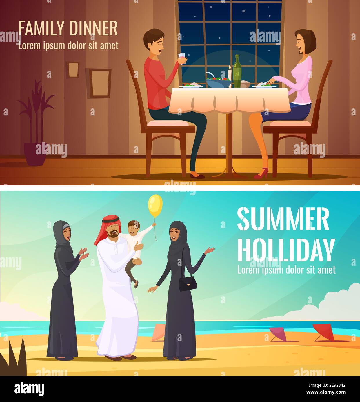 Eastern people design compositions with arab family in traditional ...