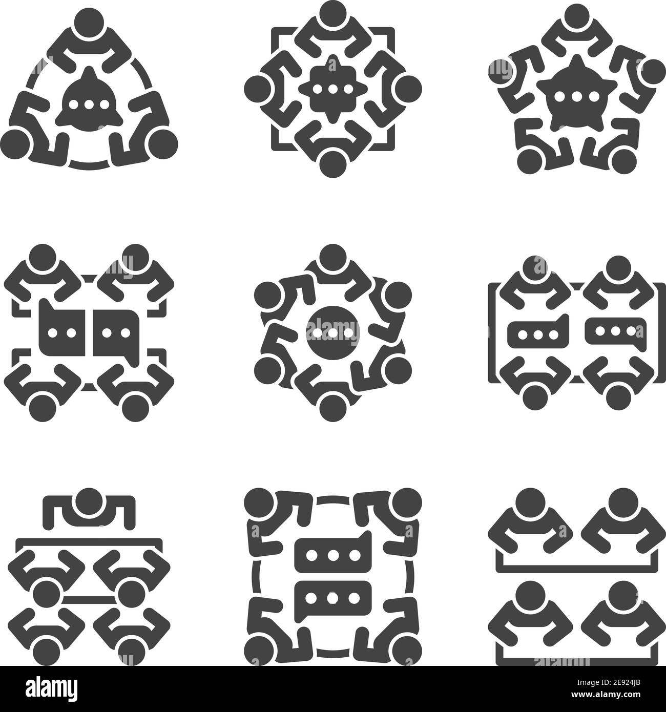 teamwork,meeting and brainstorming icon set,vector and illustration ...