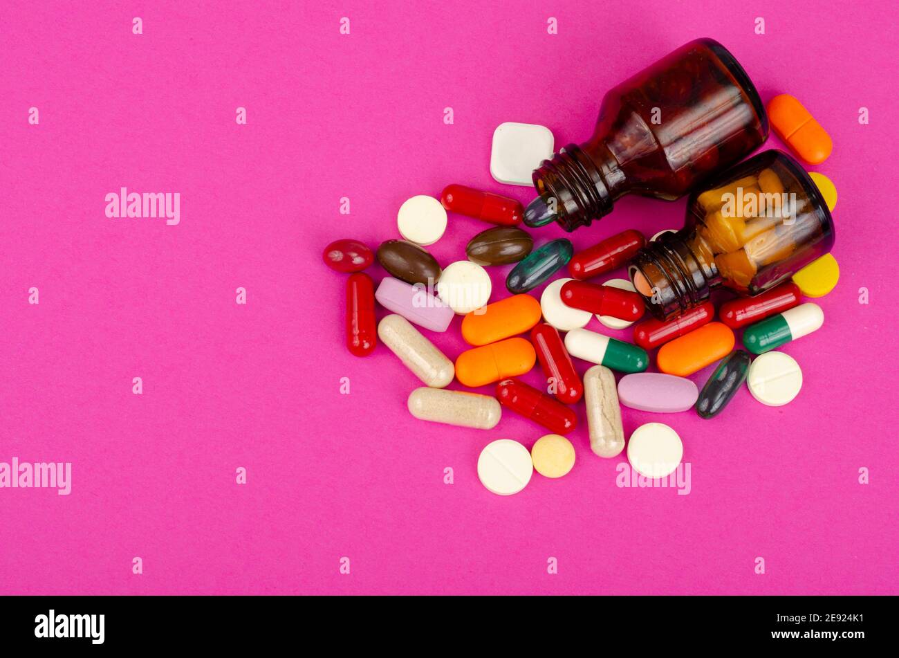 Disease and treatment. Medicine concept. Medication and packaging on ...