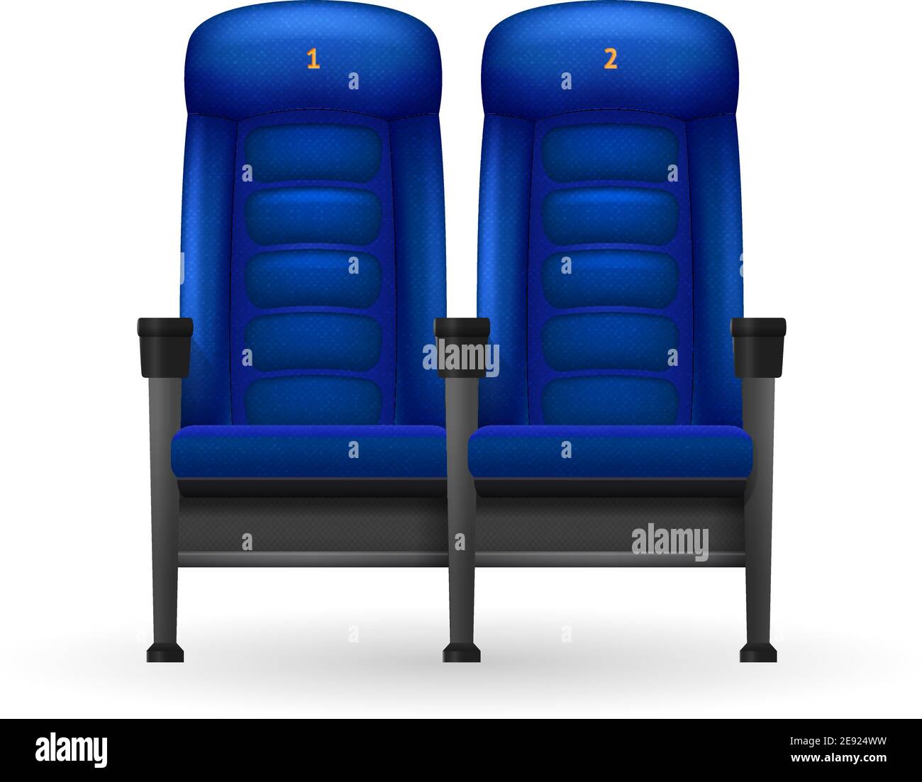 Blue comfortable realistic cinema seats set for cinema visiting vector ...
