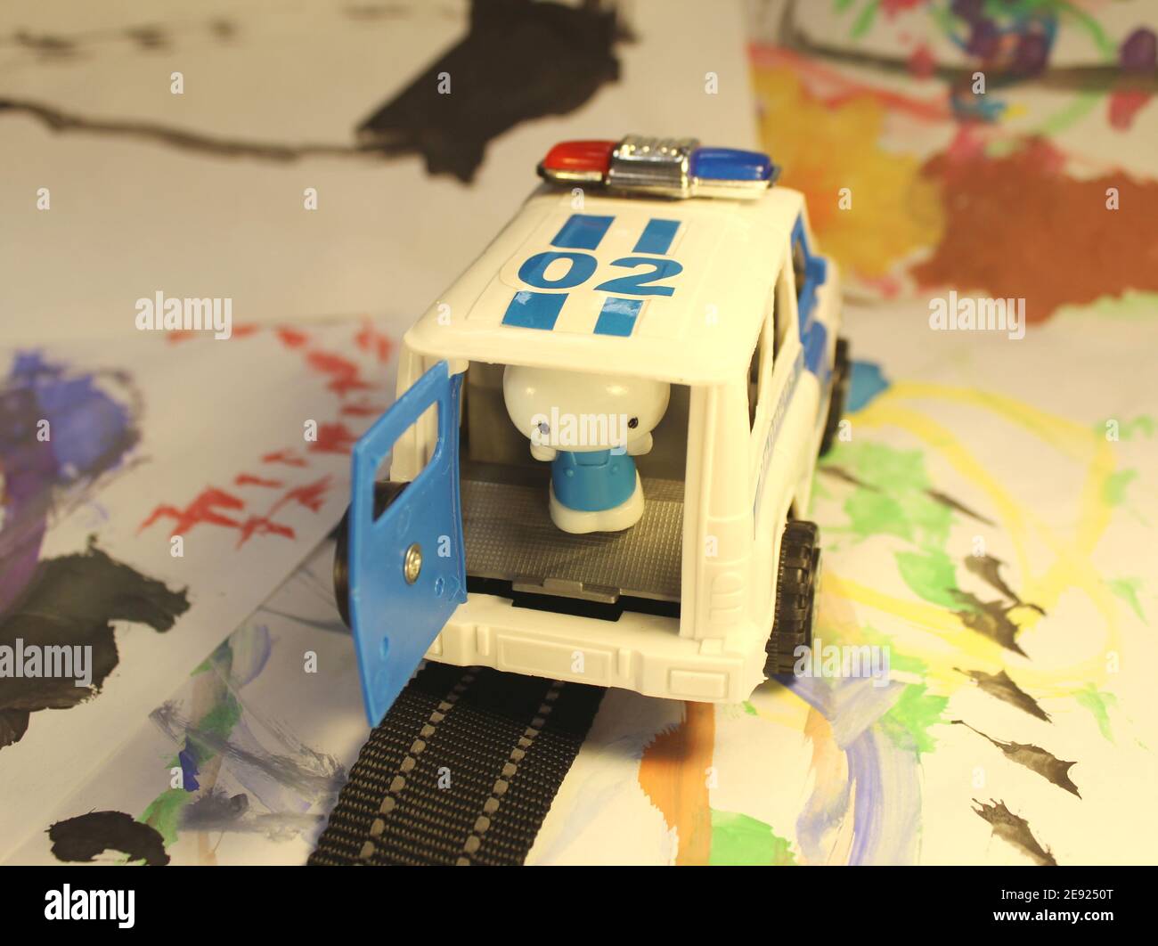 toy cat in police car Stock Photo - Alamy