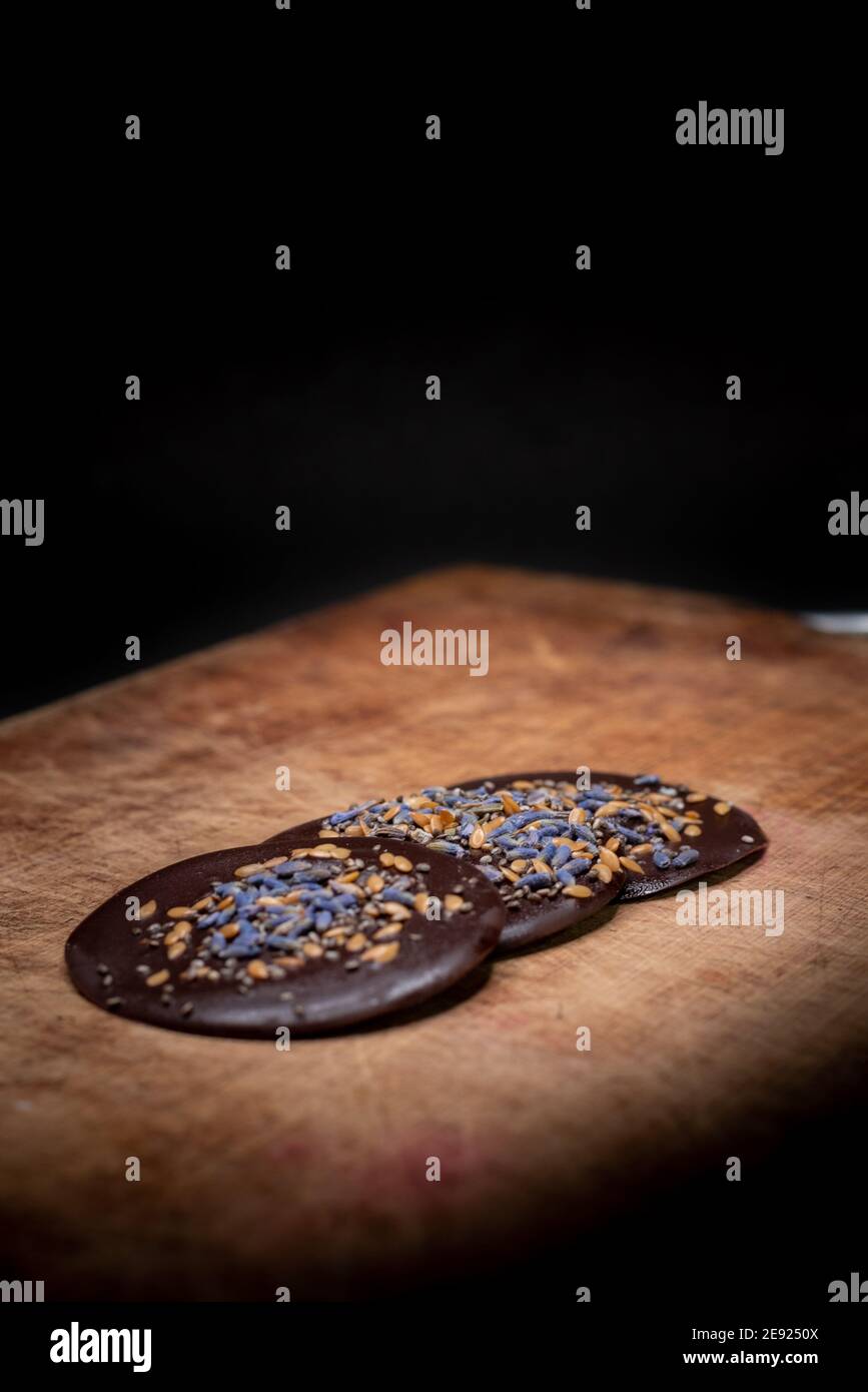 Dark Chocolate coins Dessert Snack Sweets Stock Photo - Alamy