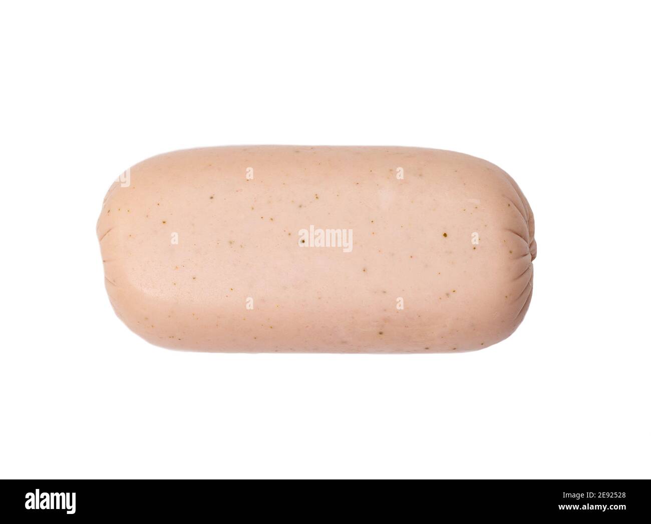Stick of pink ham on a white background, isolate. Foodstuff and meal ...