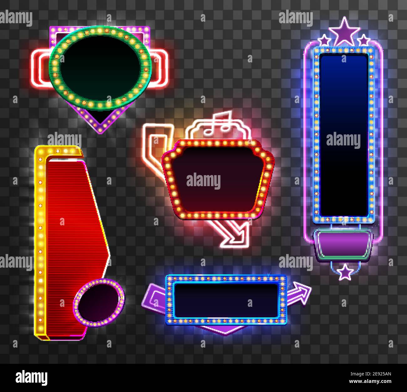 Retro light banner set isolated on transparent background isolated ...