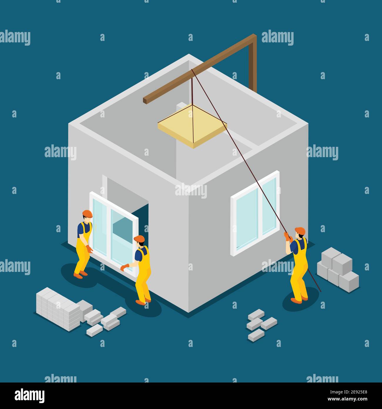 Lifting concrete panels Stock Vector Images - Alamy