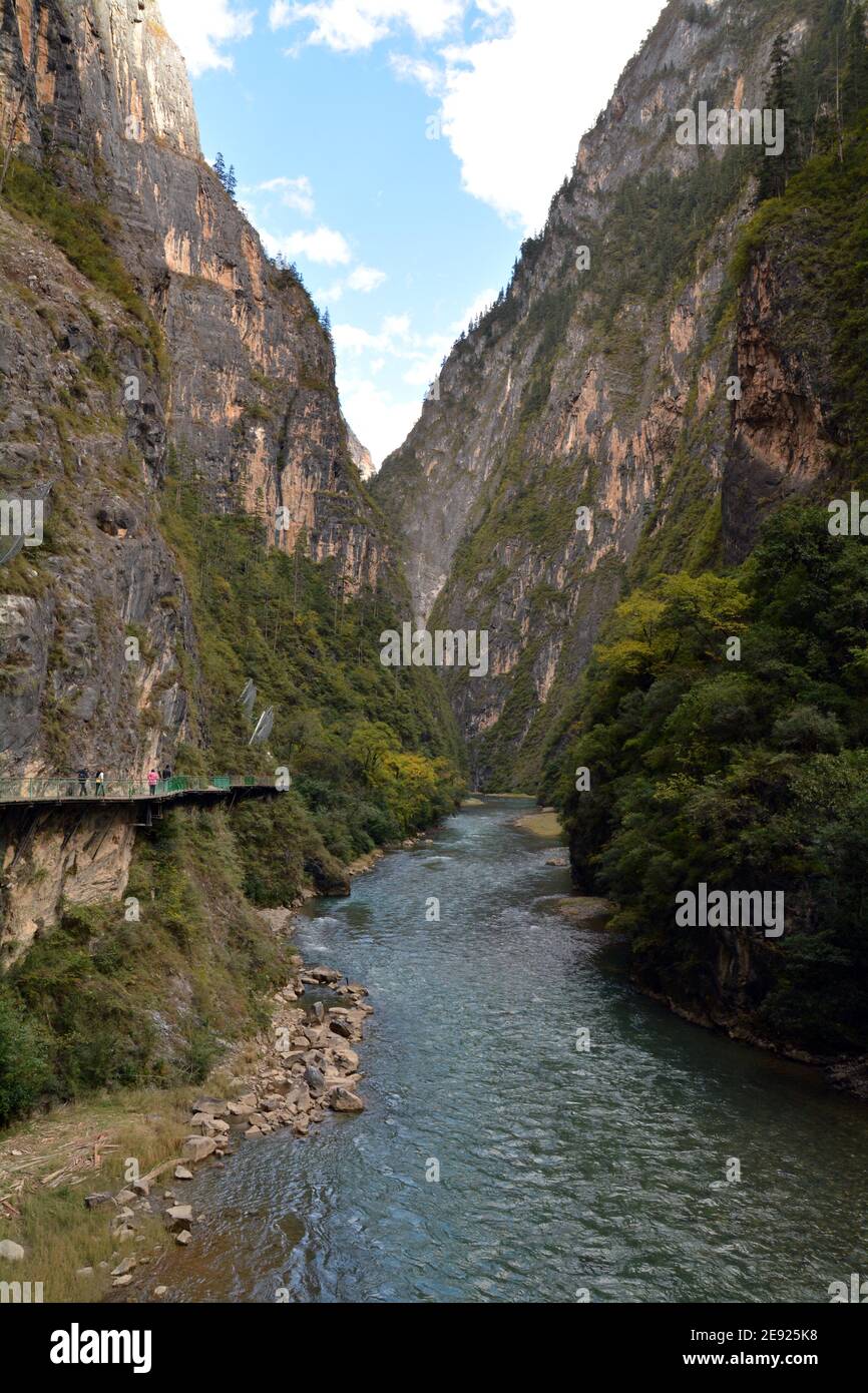 Grand canyon and river through the BalaGezong scenic area in Yunnan ...
