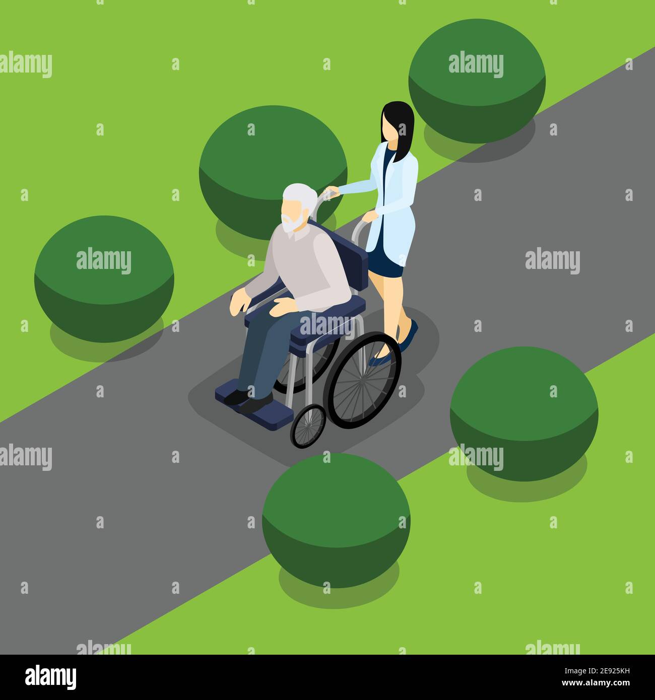 Elderly retired people with disabilities support service isometric ...