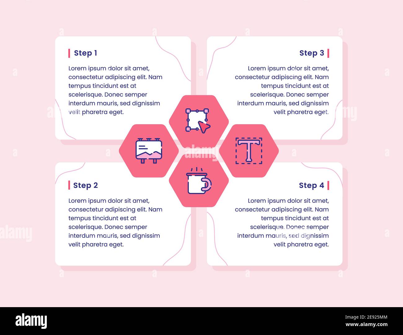 design thinking four step rectangle text cup picture icon set ...