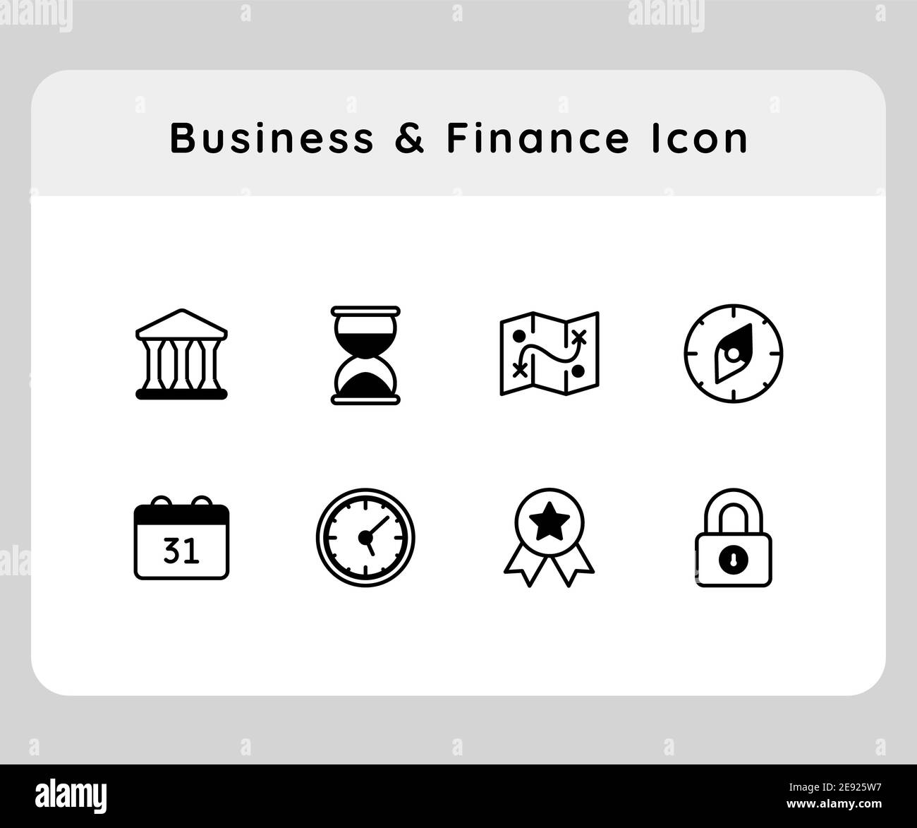 business and finance office bank sand glass map calendar clock icon ...