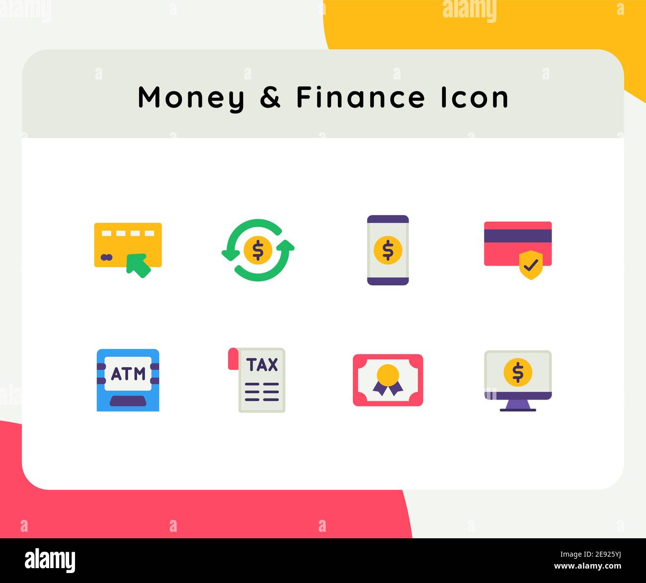 money and finance income icon icons set collection collections package ...
