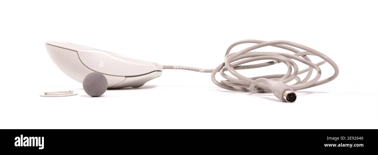 Old computer mouse isolated on a white background Stock Photo - Alamy