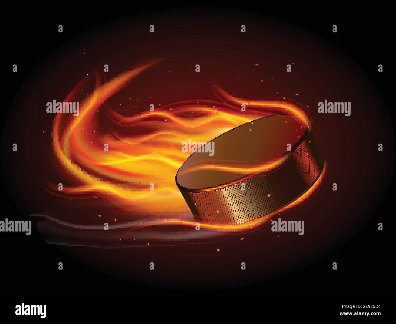 Realistic ice hockey puck in fire on black background vector ...