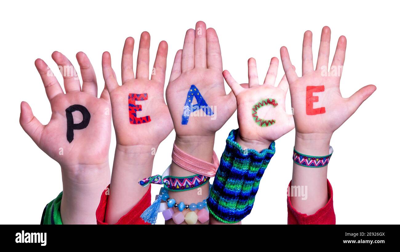 Children Hands Building Word Peace, Isolated Background Stock Photo - Alamy