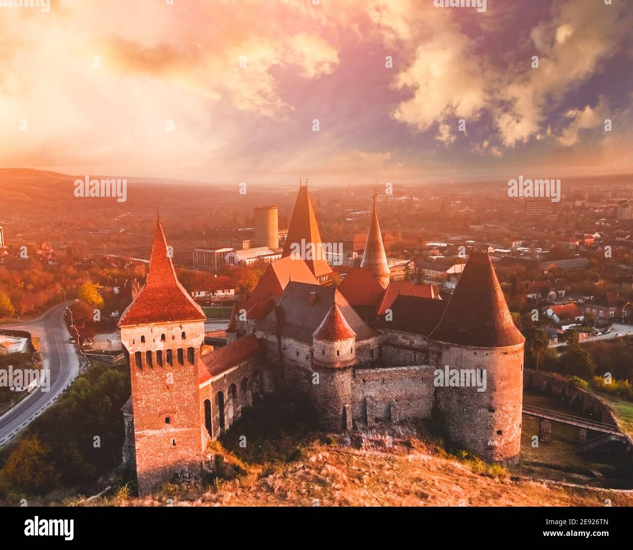 Famous Corvin Castle at dawn Stock Photo - Alamy