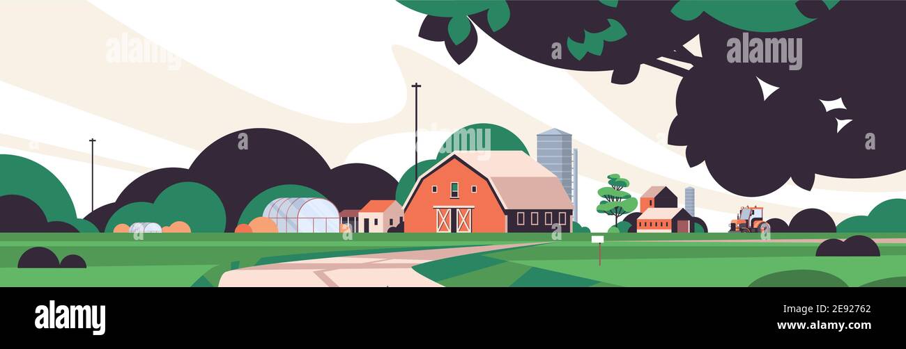 farm building house organic eco farming agriculture concept rural ...