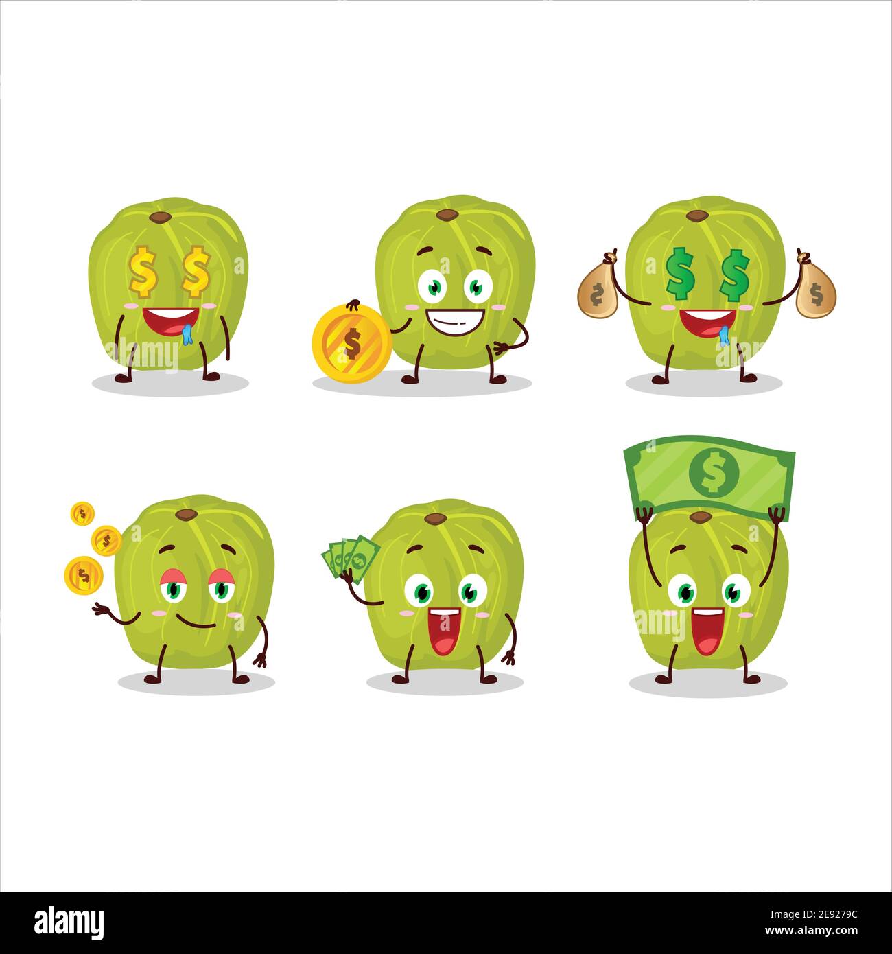 Amla cartoon character with cute emoticon bring money. Vector ...