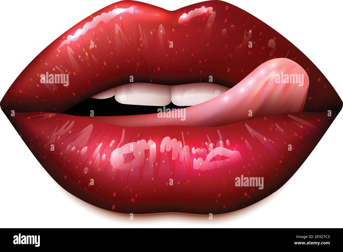 Female lips make up with teeth and tongue realistic isolated vector ...