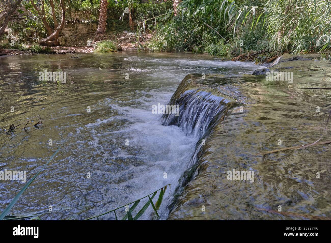a small cascade of water in the forest Stock Photo - Alamy