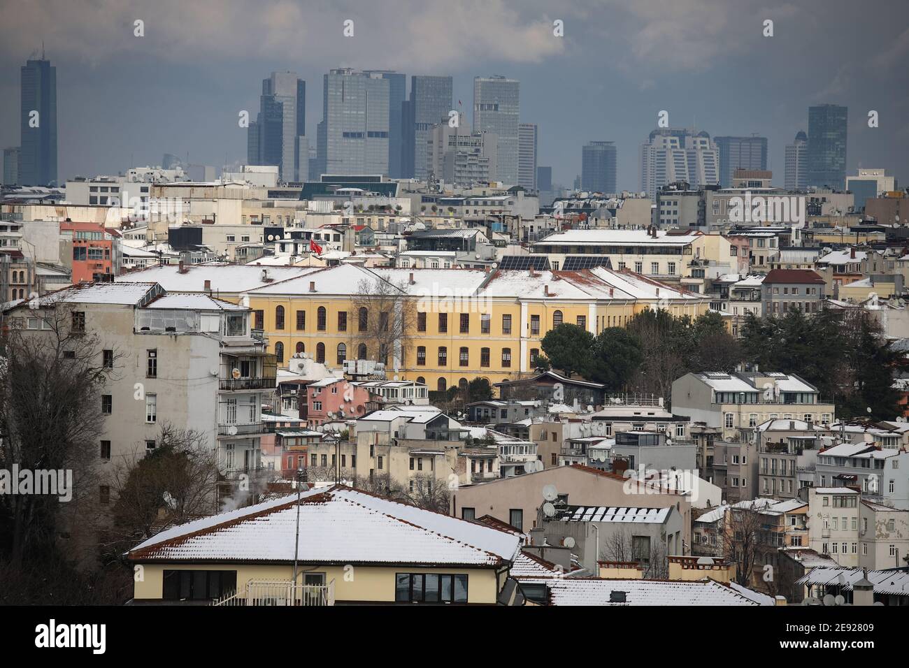 Aerial View of Istanbul City, Turkey in Snowy day Stock Photo - Alamy