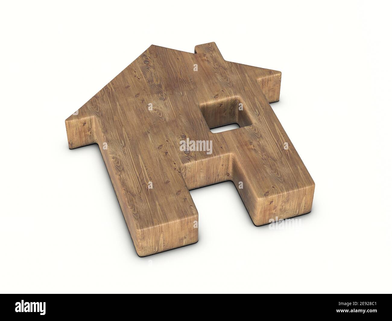 Wood house symbol on a white background. 3d illustration Stock Photo ...